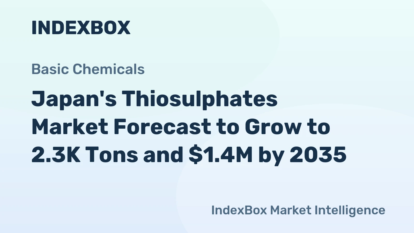 Japan's Thiosulphates Market Forecast to Grow to 2.3K Tons and $1.4M by 2035