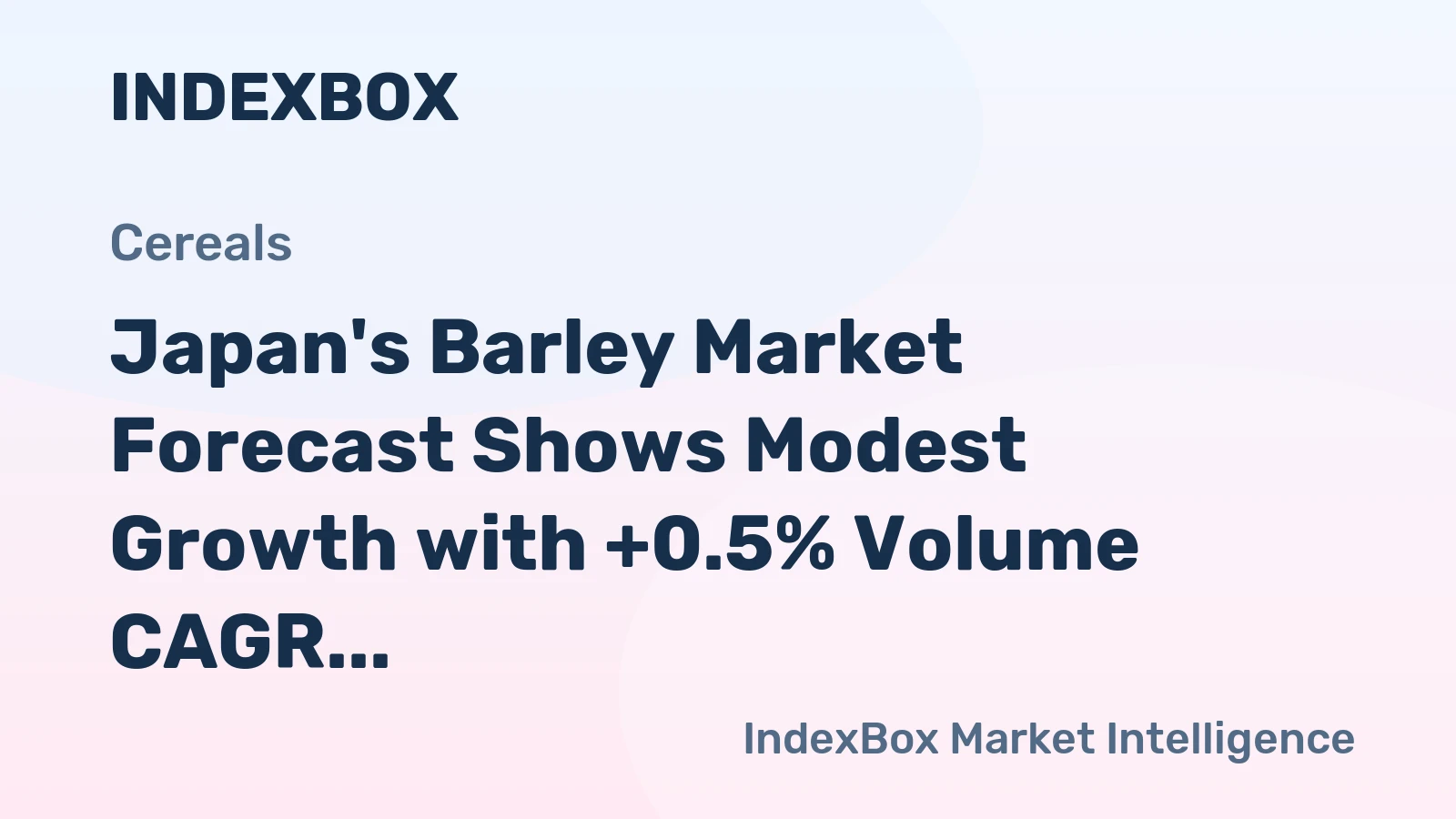 Japan's Barley Market Forecast Shows Modest Growth with +0.5% Volume CAGR Through 2035