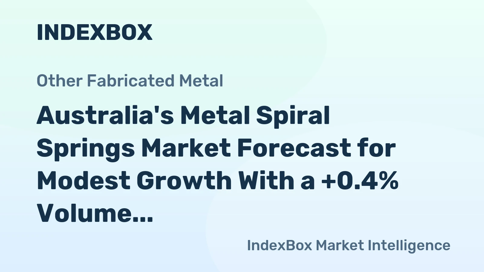 Australia's Metal Spiral Springs Market Forecast for Modest Growth With a +0.4% Volume CAGR