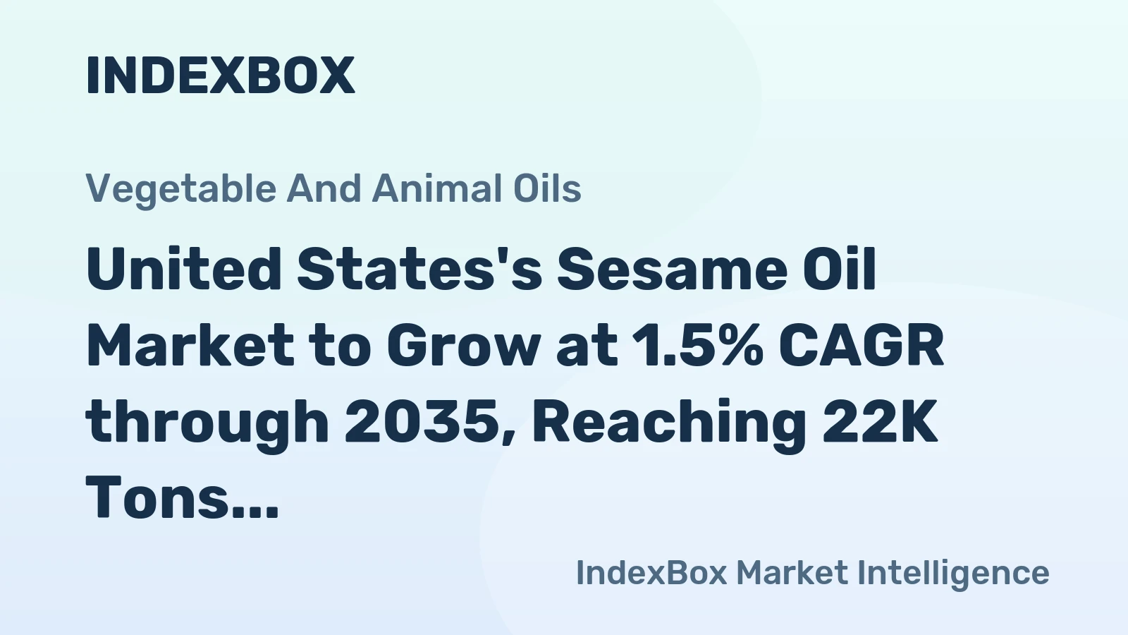 United States's Sesame Oil Market to Grow at 1.5% CAGR through 2035, Reaching 22K Tons