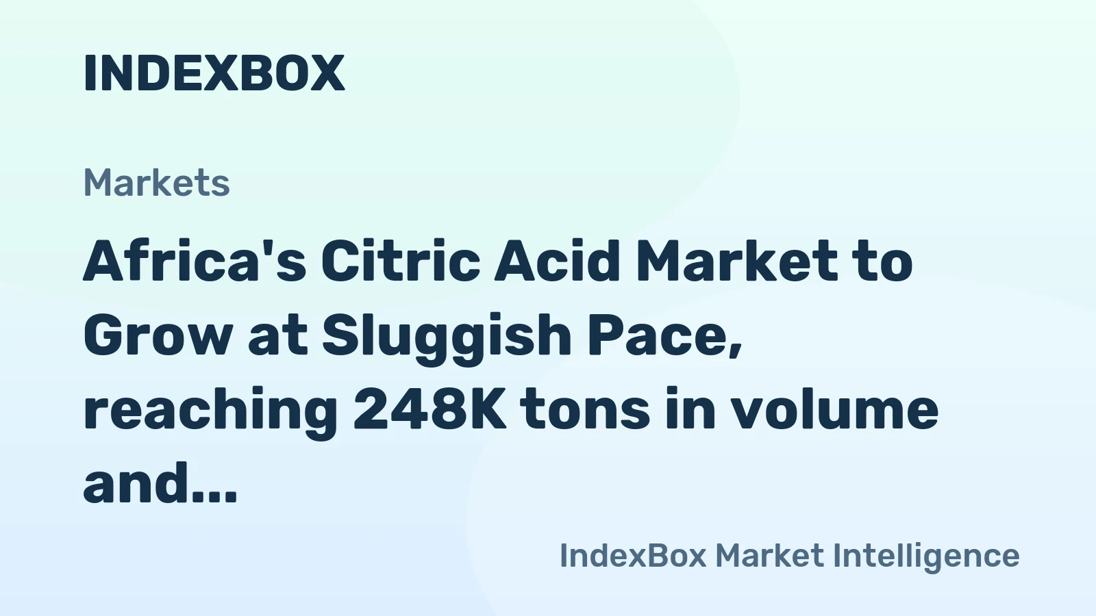 Africa's Citric Acid Market to Grow at Sluggish Pace, reaching 248K tons in volume and $533M in value by 2035