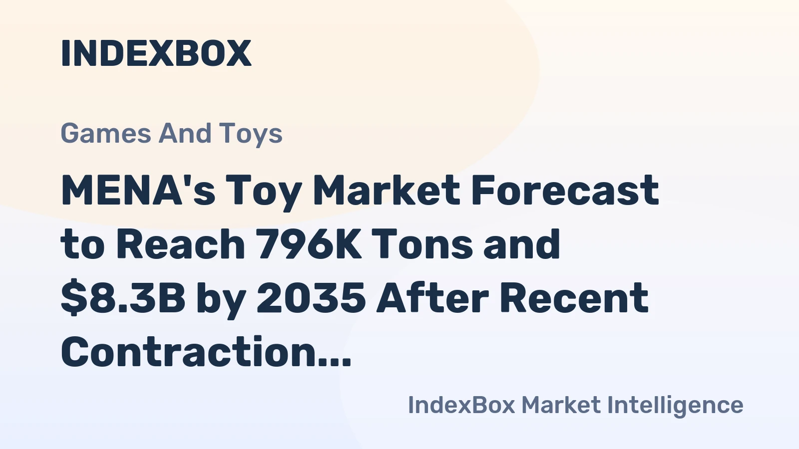 MENA's Toy Market Forecast to Reach 796K Tons and $8.3B by 2035 After Recent Contraction