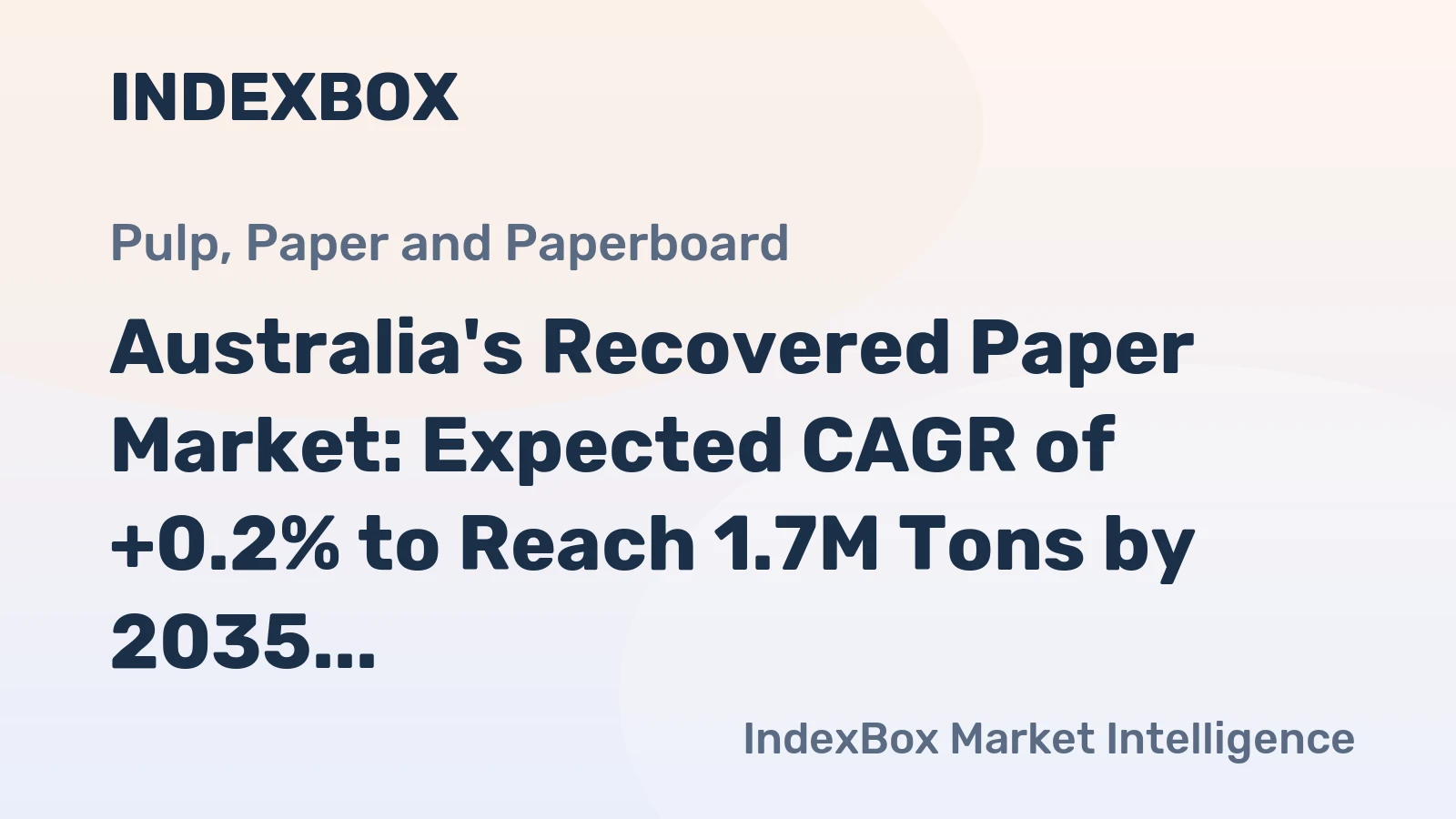 Australia's Recovered Paper Market: Expected CAGR of +0.2% to Reach 1.7M Tons by 2035