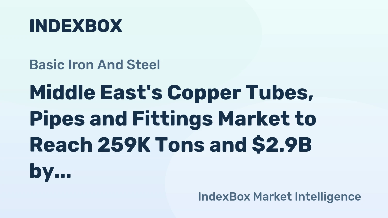 Middle East's Copper Tubes, Pipes and Fittings Market to Reach 259K Tons and $2.9B by 2035