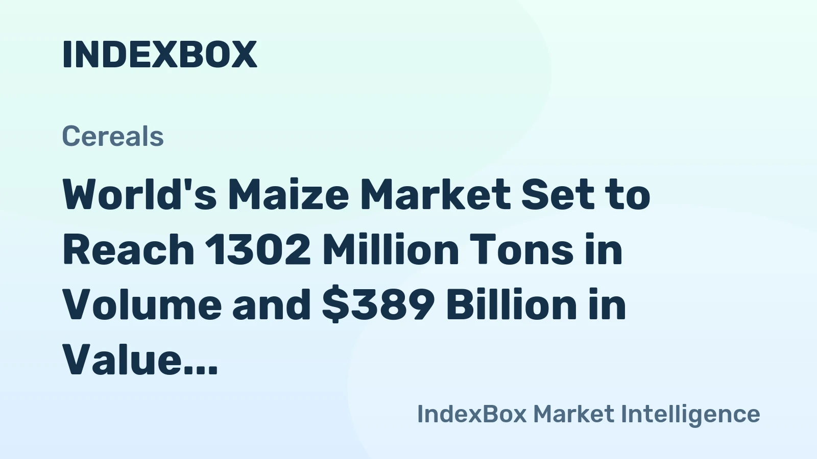 World's Maize Market Set to Reach 1302 Million Tons in Volume and $389 Billion in Value by 2035