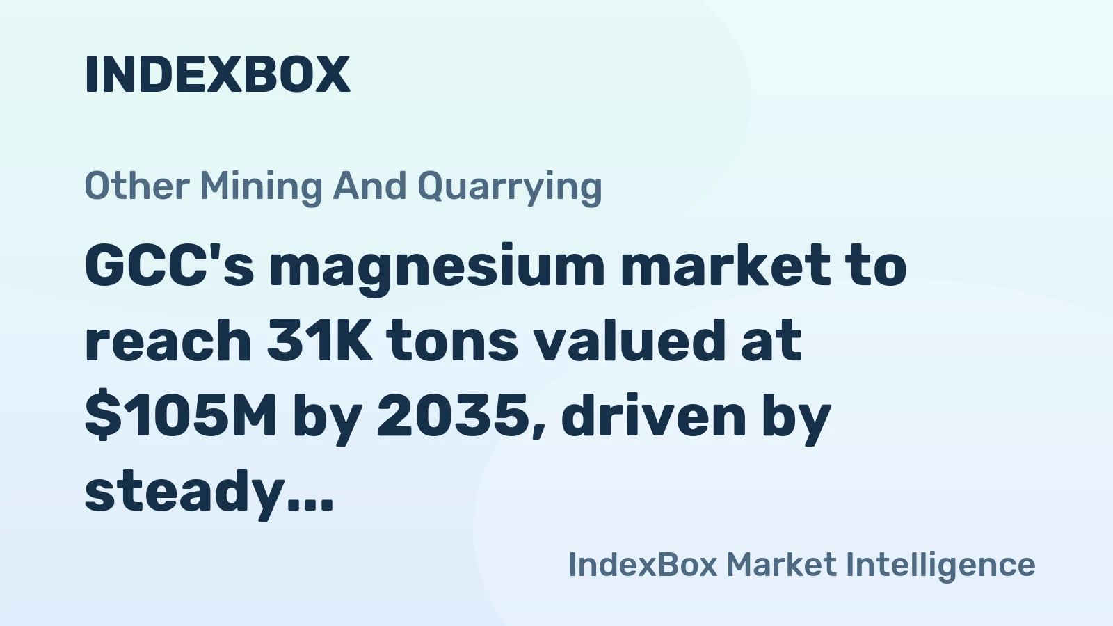 GCC's magnesium market to reach 31K tons valued at $105M by 2035, driven by steady demand growth.