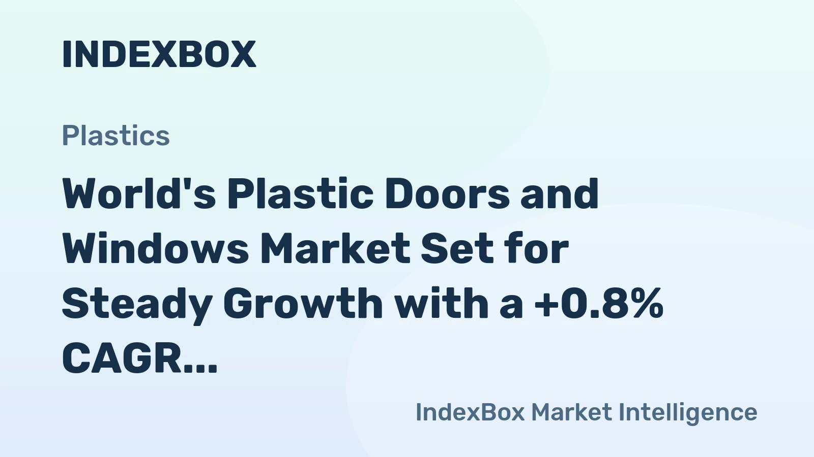 World's Plastic Doors and Windows Market Set for Steady Growth with a +0.8% CAGR in Value