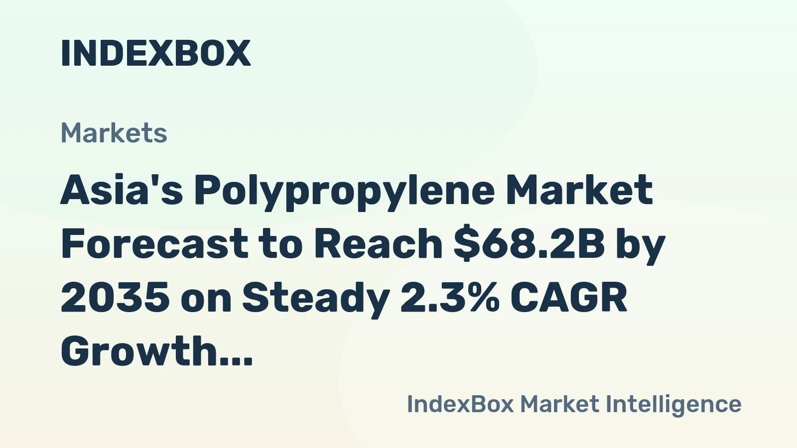 Asia's Polypropylene Market Forecast to Reach $68.2B by 2035 on Steady 2.3% CAGR Growth