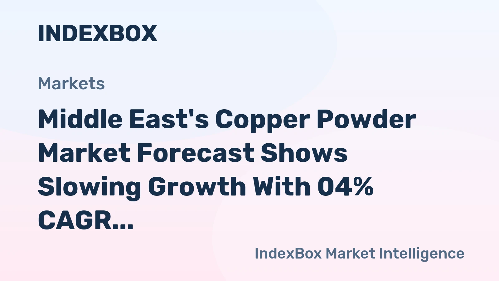 Middle East's Copper Powder Market Forecast Shows Slowing Growth With 04% CAGR Through 2035