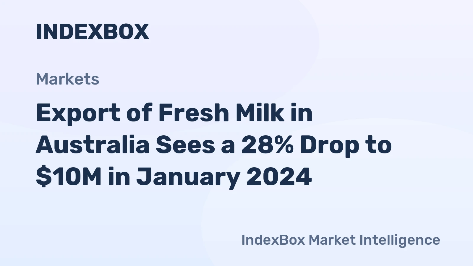 Export of Fresh Milk in Australia Sees a 28% Drop to $10M in January 2024