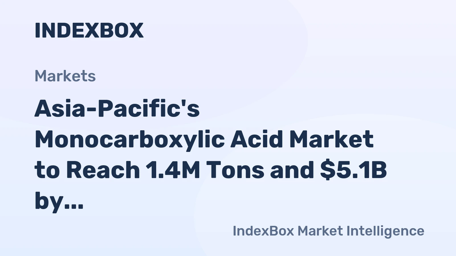 Asia-Pacific's Monocarboxylic Acid Market to Reach 1.4M Tons and $5.1B by 2035