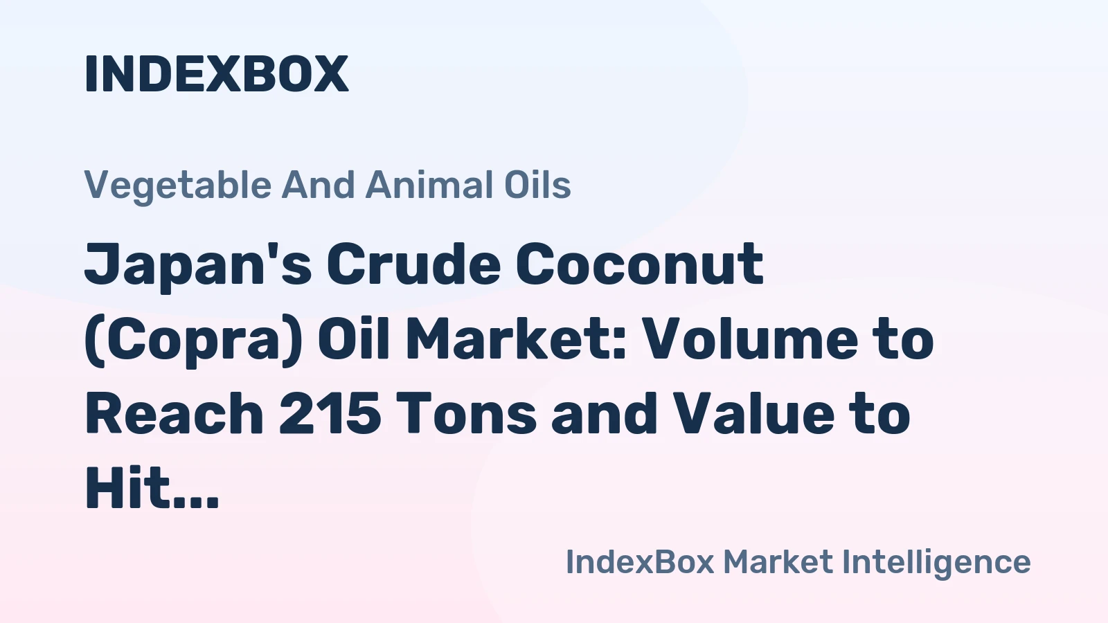 Japan's Crude Coconut (Copra) Oil Market: Volume to Reach 215 Tons and Value to Hit $1.3M by 2035