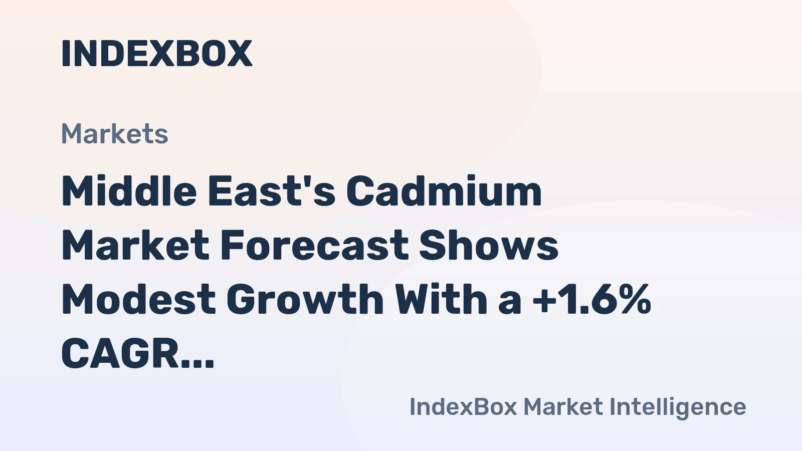 Middle East's Cadmium Market Forecast Shows Modest Growth With a +1.6% CAGR in Value