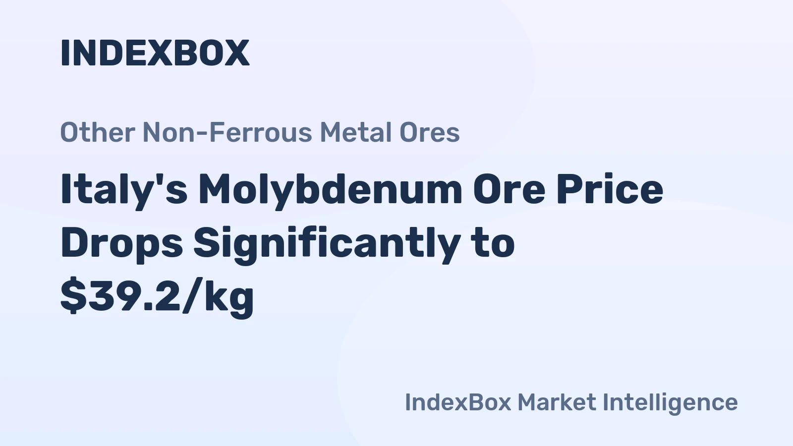 Italy's Molybdenum Ore Price Drops Significantly to $39.2/kg