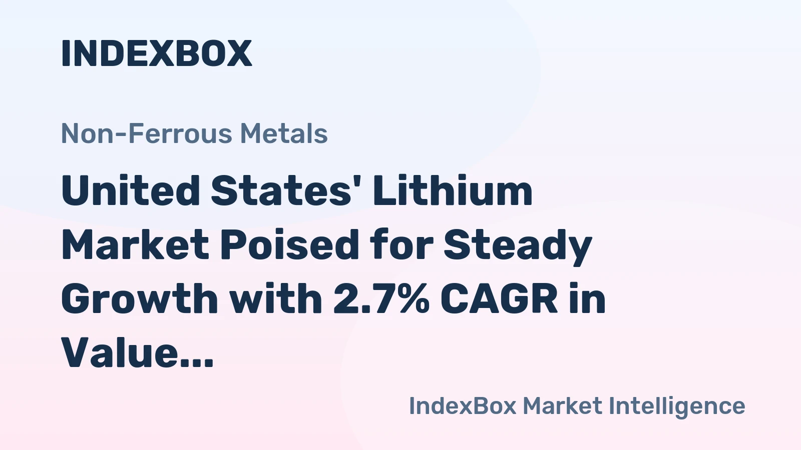 United States' Lithium Market Poised for Steady Growth with 2.7% CAGR in Value