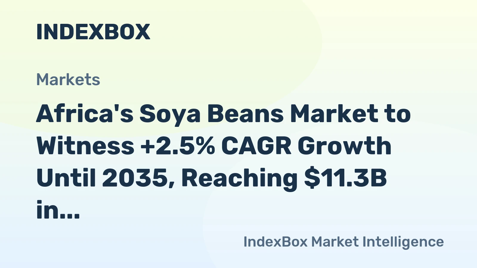 Africa's Soya Beans Market to Witness +2.5% CAGR Growth Until 2035, Reaching $11.3B in Value