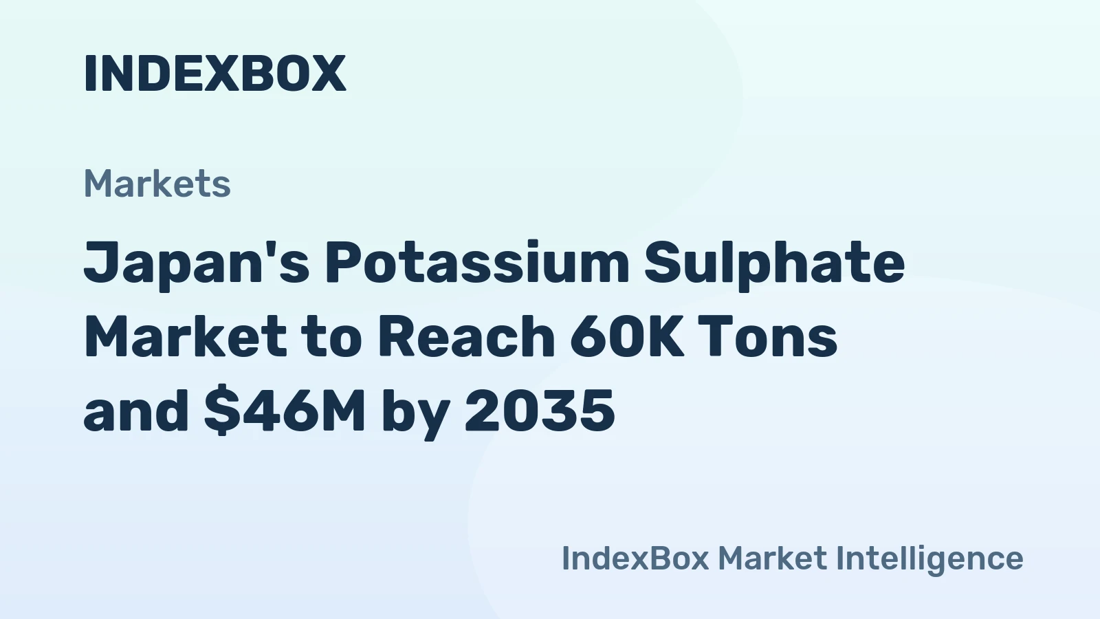 Japan's Potassium Sulphate Market to Reach 60K Tons and $46M by 2035