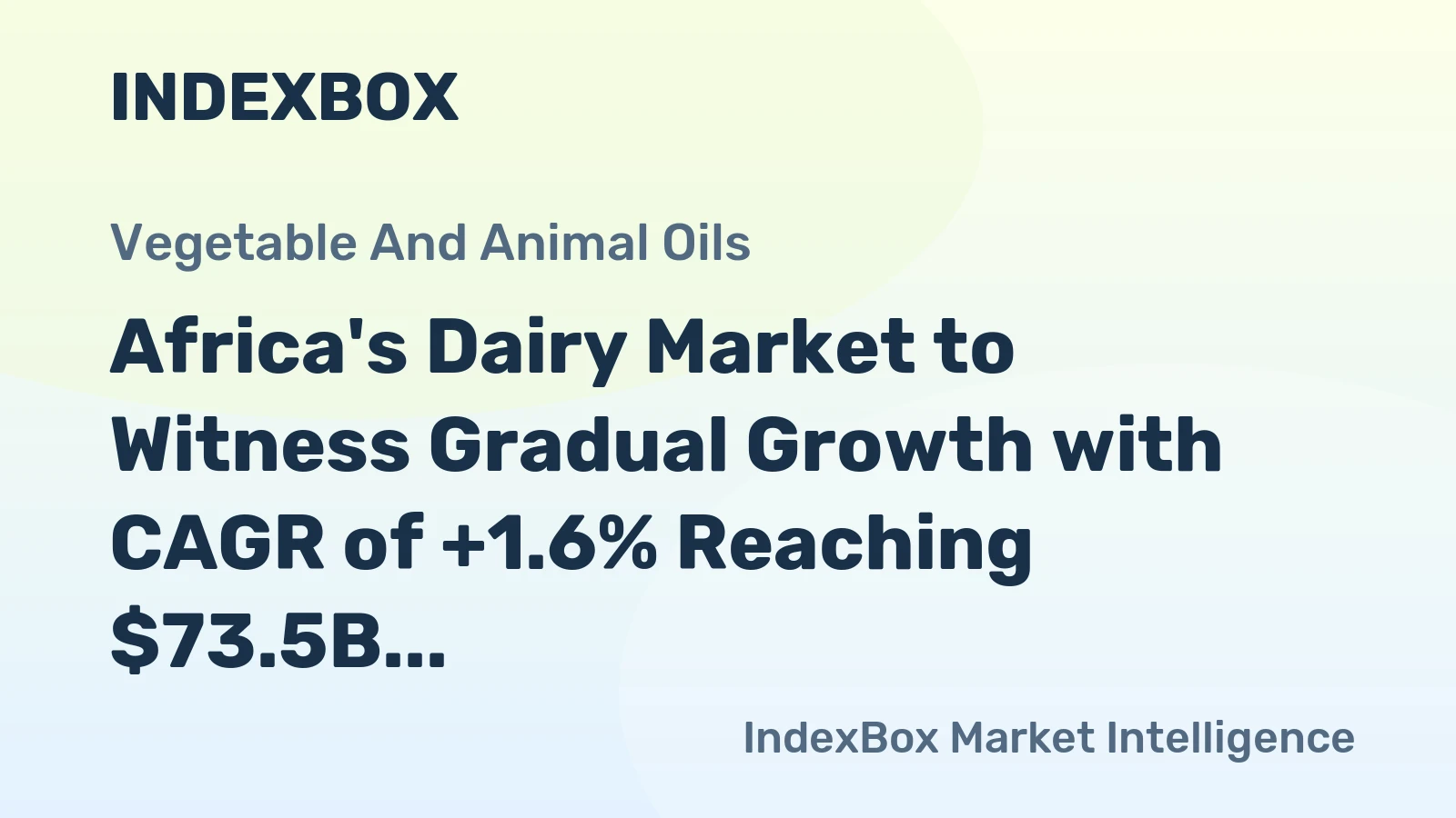 Africa's Dairy Market to Witness Gradual Growth with CAGR of +1.6% Reaching $73.5B by 2035