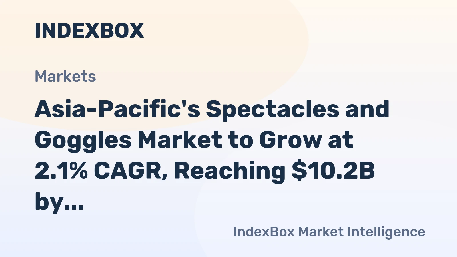 Asia-Pacific's Spectacles and Goggles Market to Grow at 2.1% CAGR, Reaching $10.2B by 2035