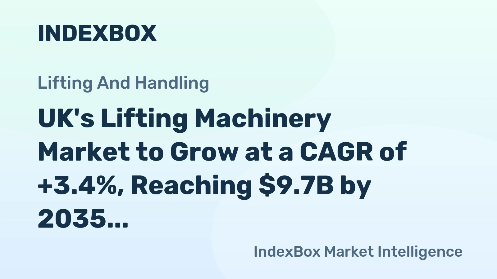 UK's Lifting Machinery Market to Grow at a CAGR of +3.4%, Reaching $9.7B by 2035