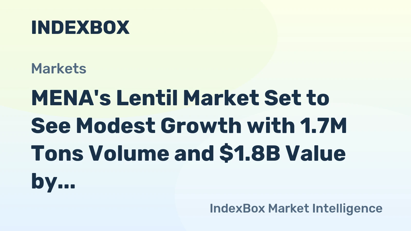 MENA's Lentil Market Set to See Modest Growth with 1.7M Tons Volume and $1.8B Value by 2035
