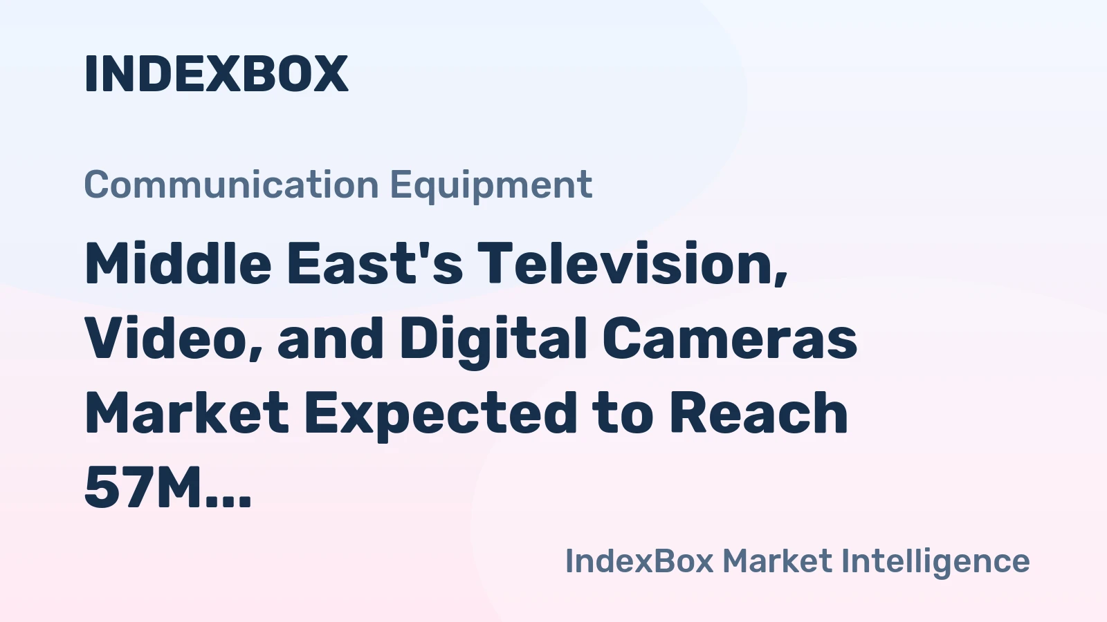 Middle East's Television, Video, and Digital Cameras Market Expected to Reach 57M Units and $4B in Value by 2035