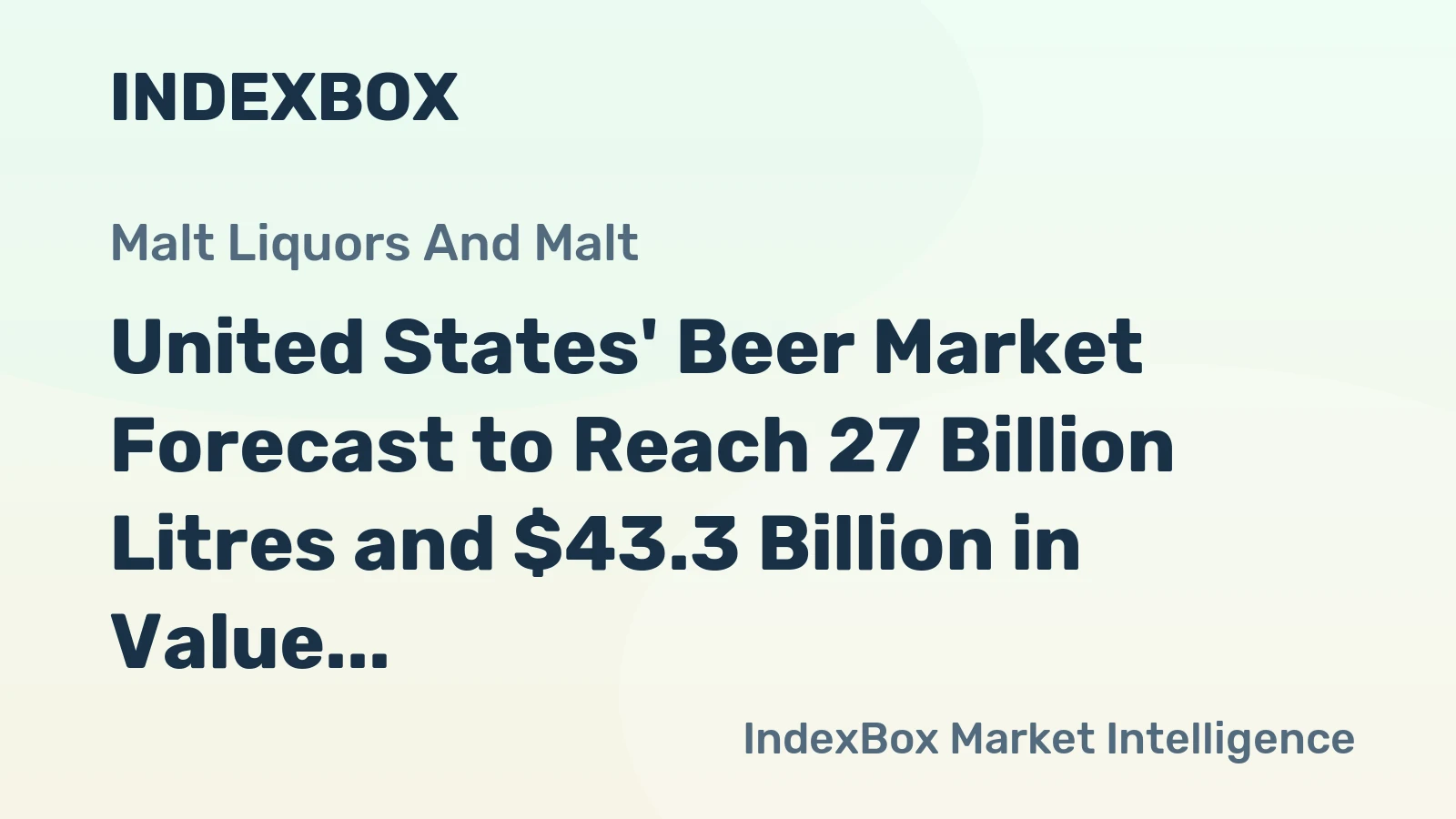 United States' Beer Market Forecast to Reach 27 Billion Litres and $43.3 Billion in Value