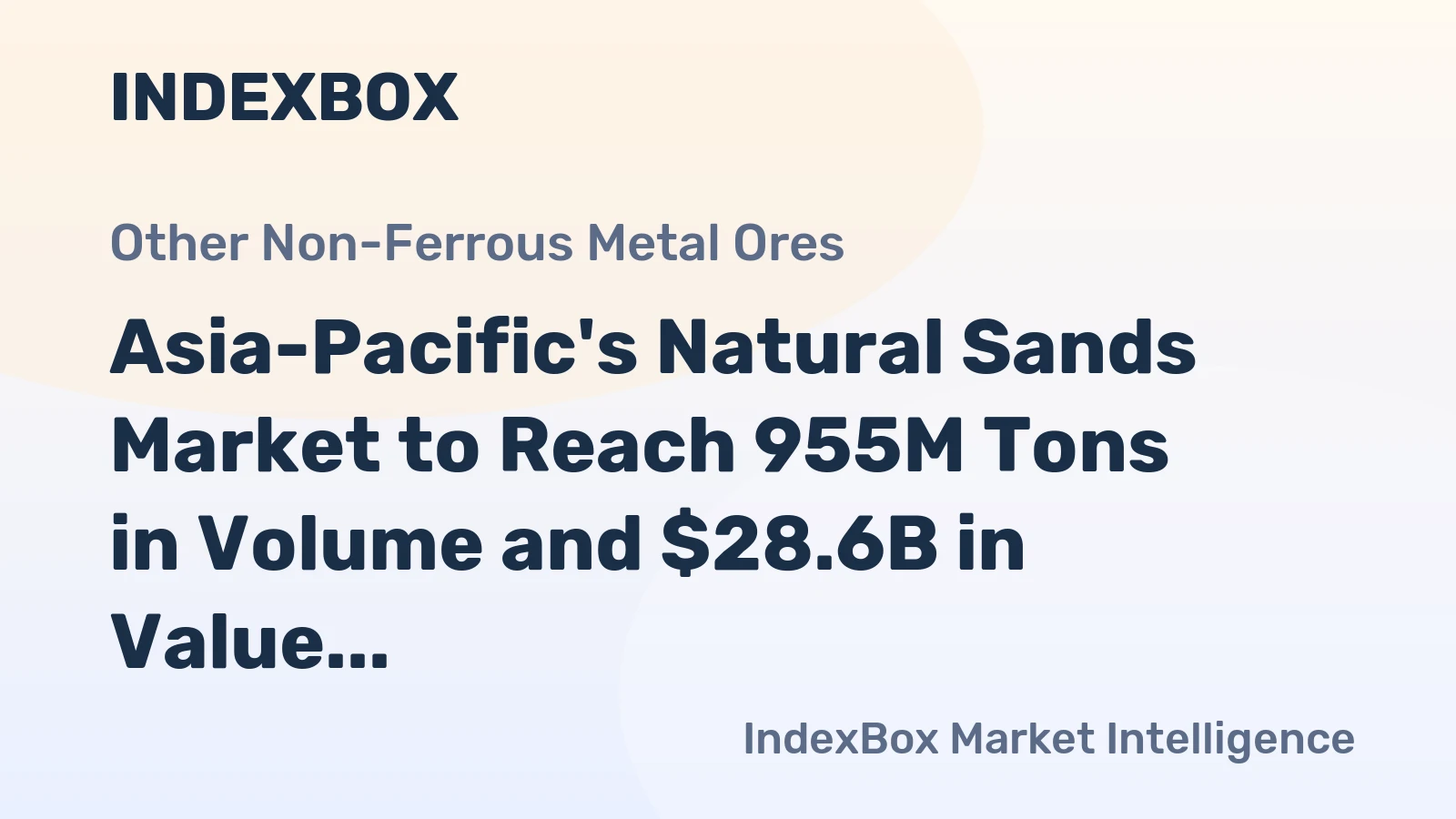 Asia-Pacific's Natural Sands Market to Reach 955M Tons in Volume and $28.6B in Value by 2035