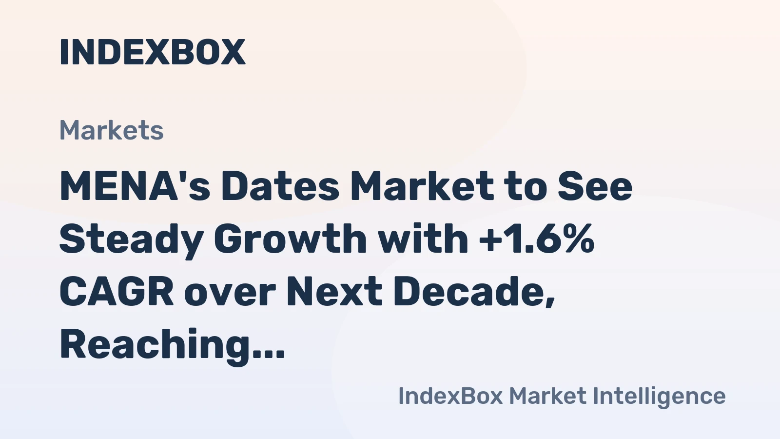MENA's Dates Market to See Steady Growth with +1.6% CAGR over Next Decade, Reaching $17.4B by 2035