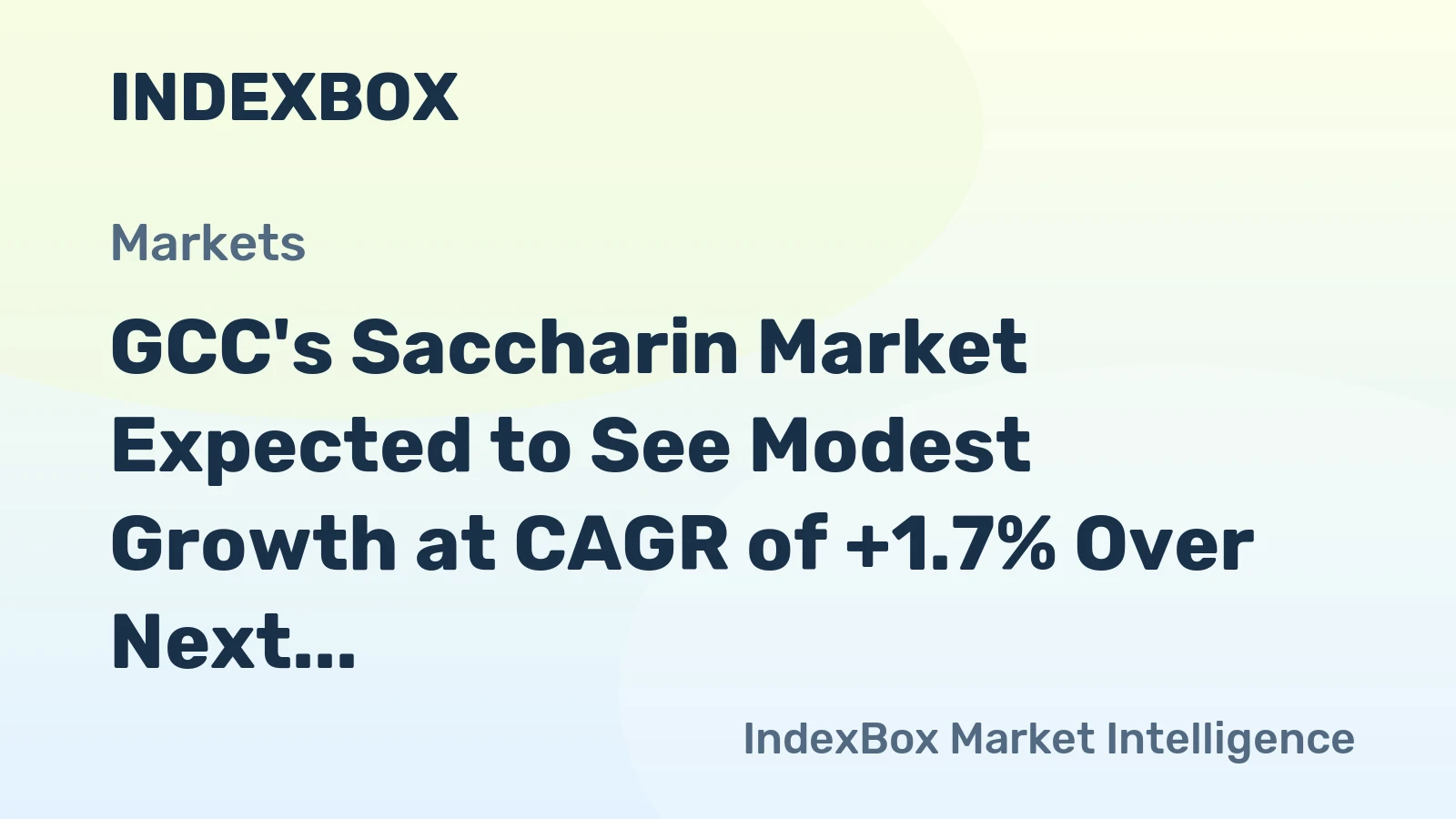 GCC's Saccharin Market Expected to See Modest Growth at CAGR of +1.7% Over Next Decade