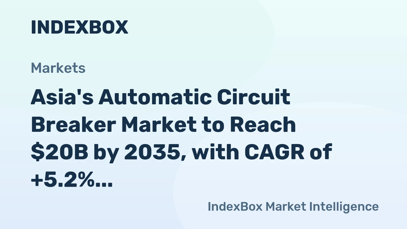 Asia's Automatic Circuit Breaker Market to Reach $20B by 2035, with CAGR of +5.2% in Value Terms