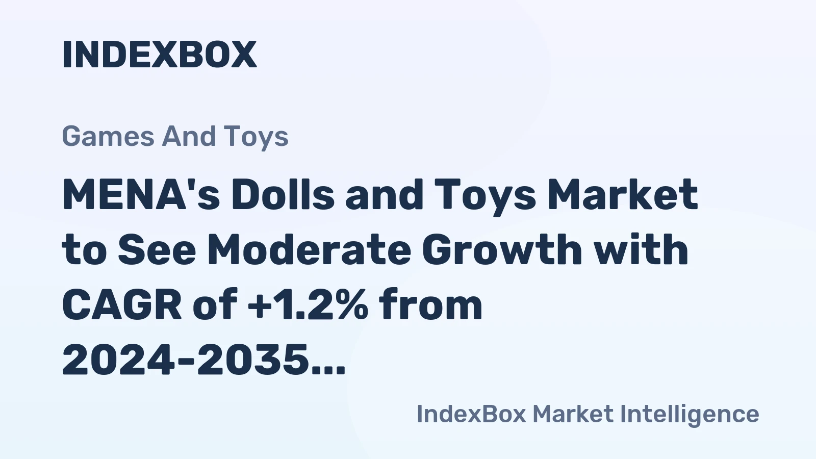MENA's Dolls and Toys Market to See Moderate Growth with CAGR of +1.2% from 2024-2035