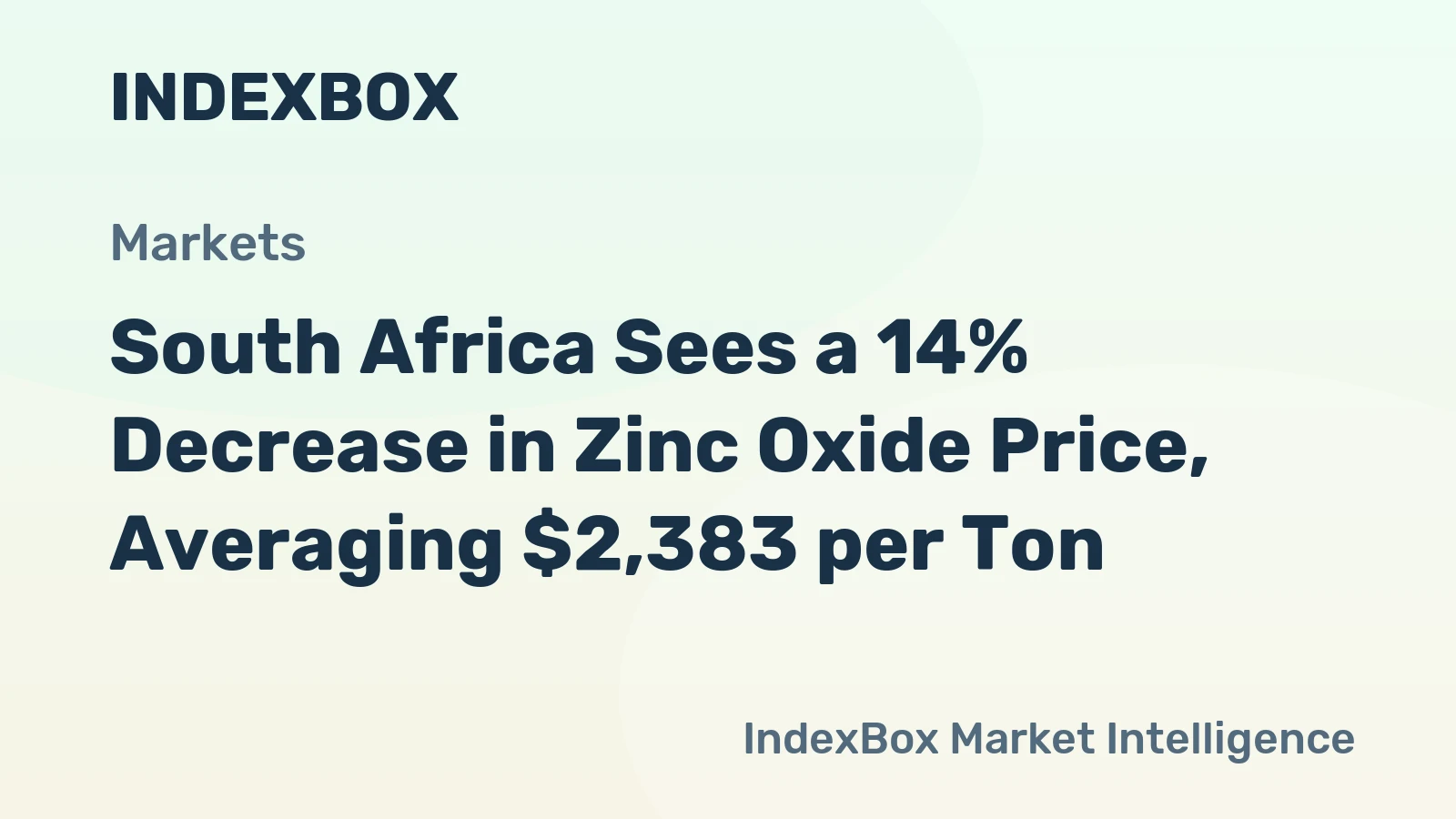 South Africa Sees a 14% Decrease in Zinc Oxide Price, Averaging $2,383 per Ton