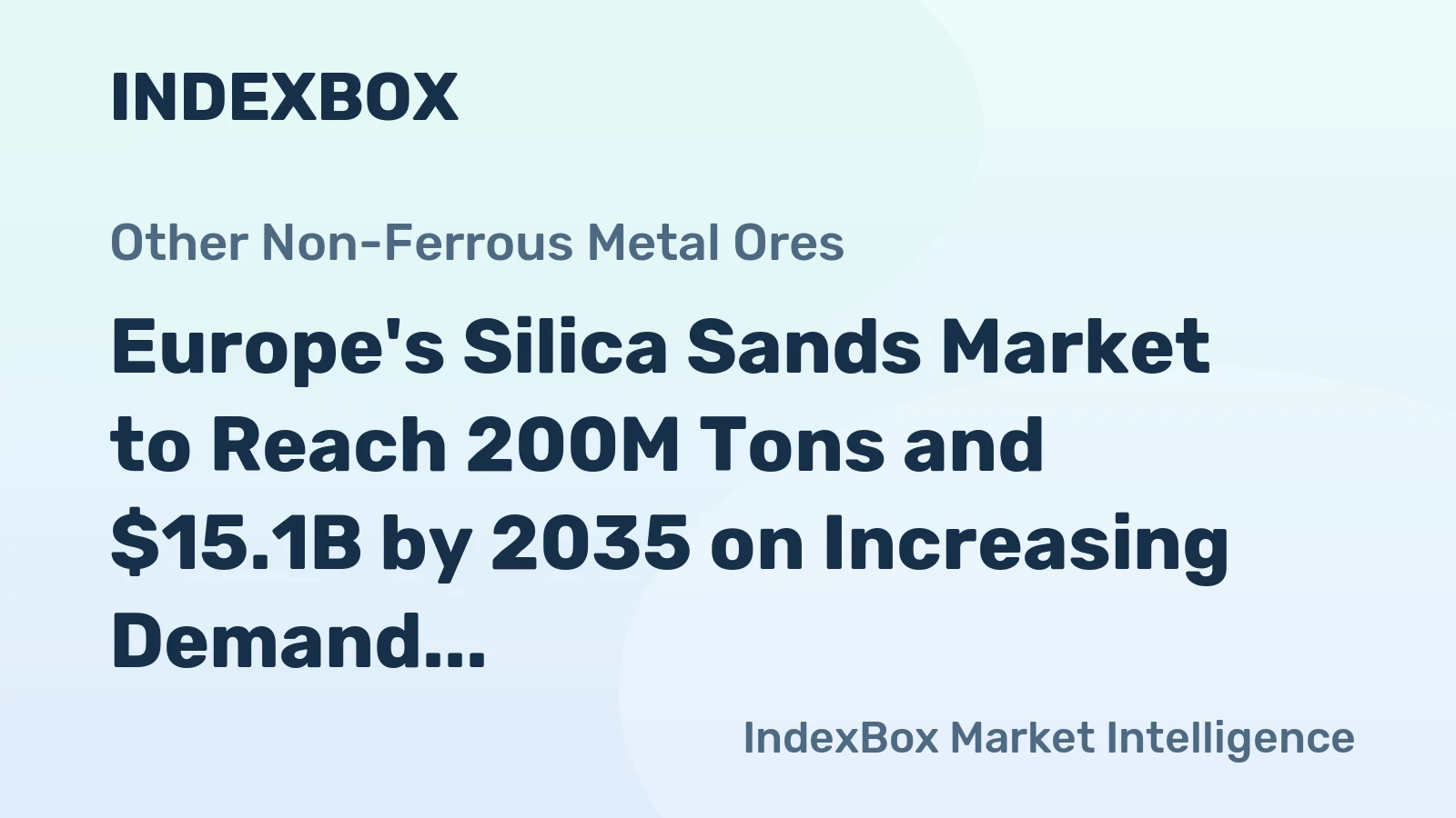 Europe's Silica Sands Market to Reach 200M Tons and $15.1B by 2035 on Increasing Demand