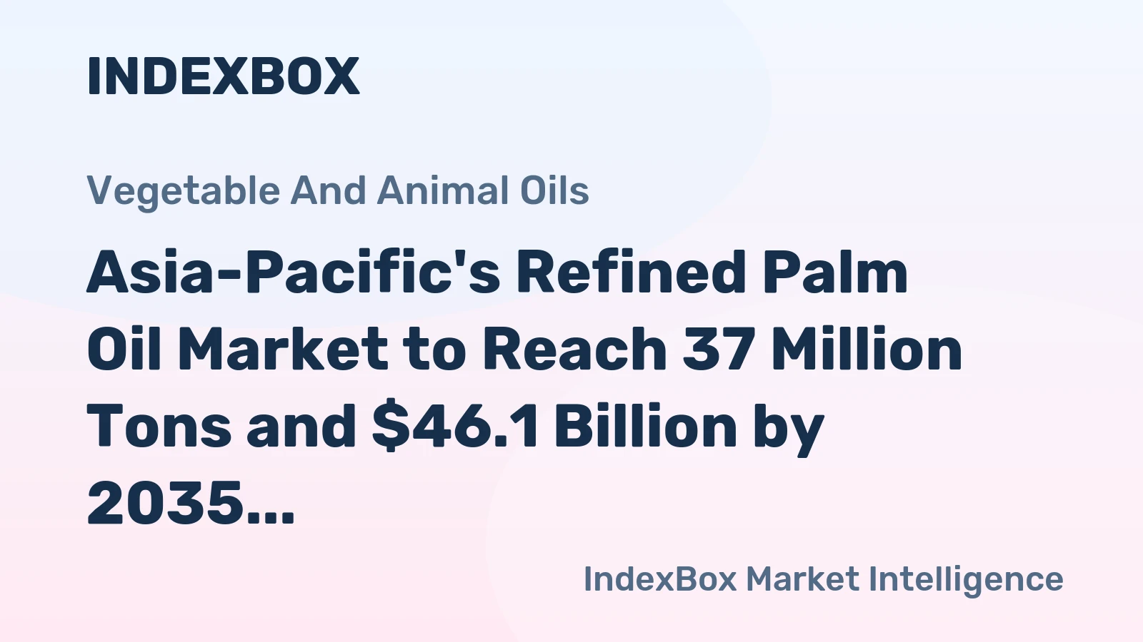 Asia-Pacific's Refined Palm Oil Market to Reach 37 Million Tons and $46.1 Billion by 2035