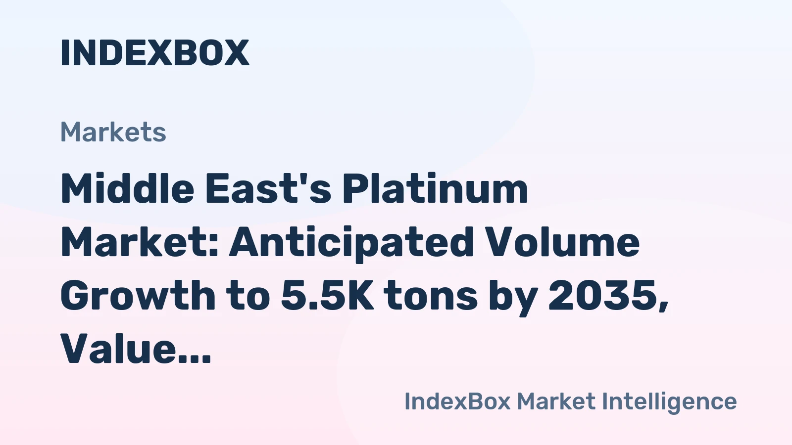 Middle East's Platinum Market: Anticipated Volume Growth to 5.5K tons by 2035, Value to Reach $166.9B