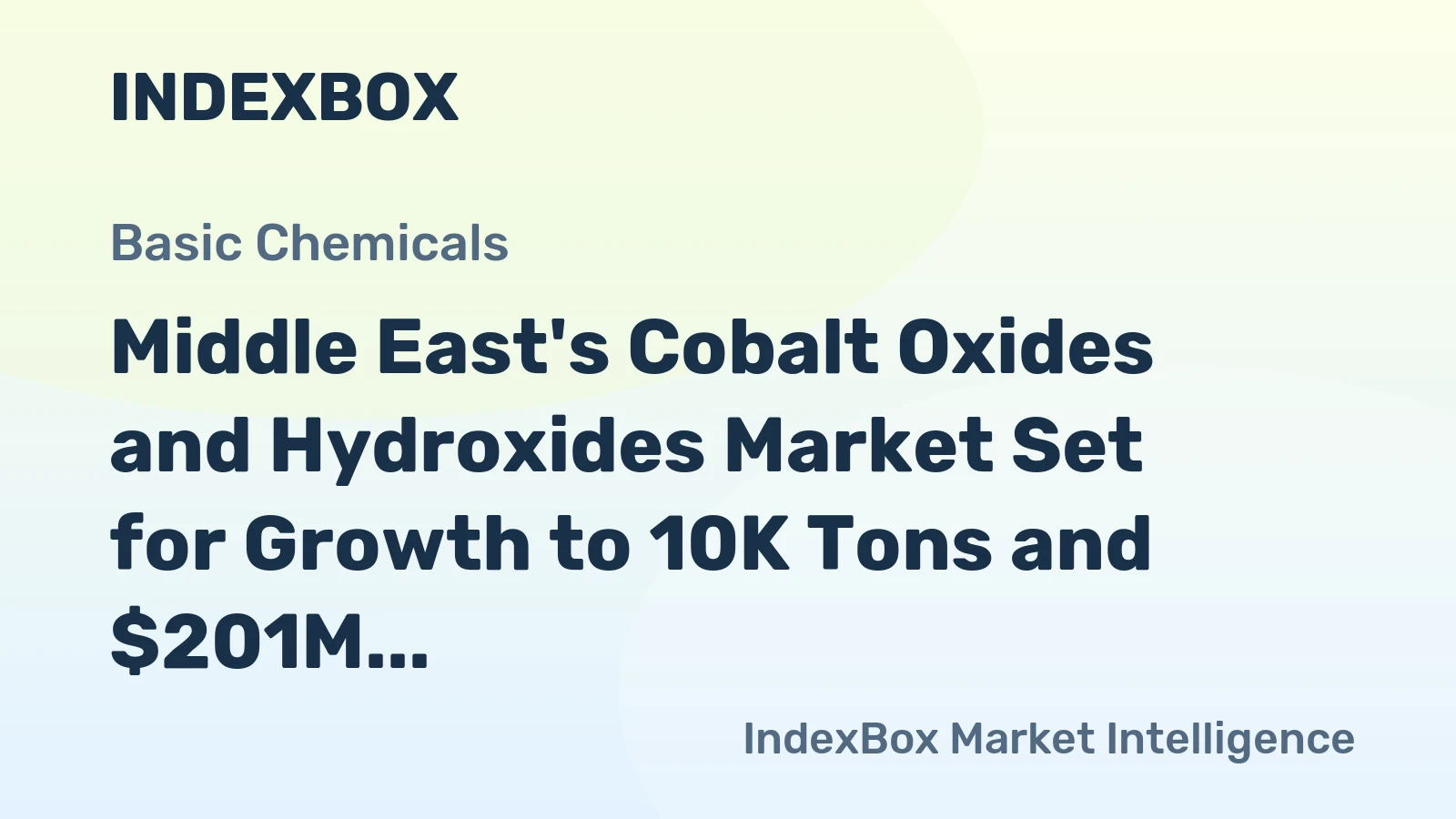 Middle East's Cobalt Oxides and Hydroxides Market Set for Growth to 10K Tons and $201M