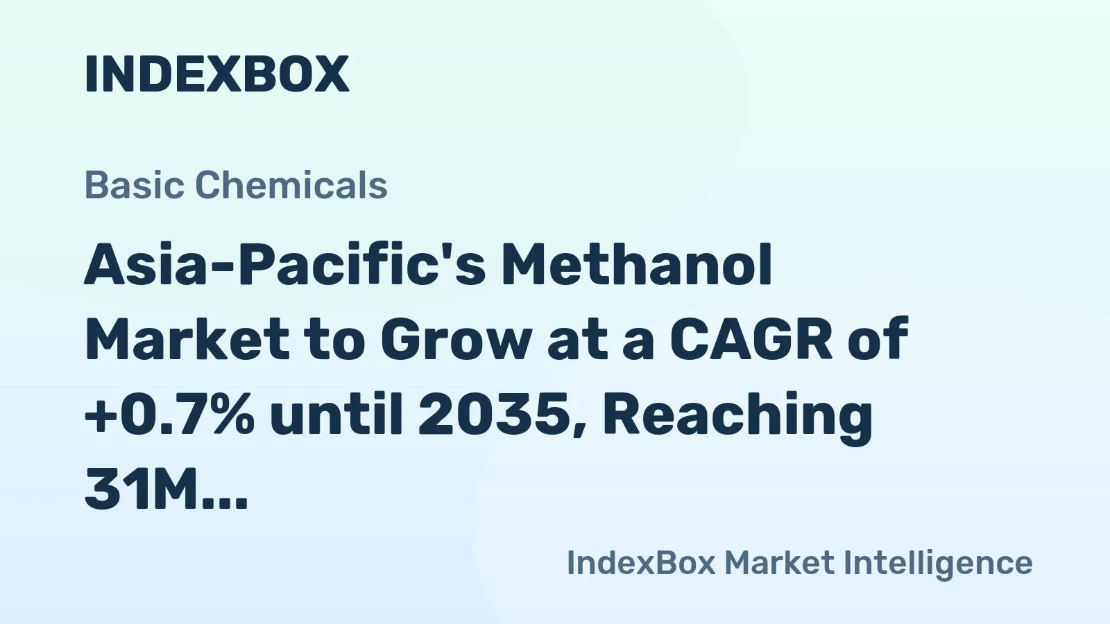 Asia-Pacific's Methanol Market to Grow at a CAGR of +0.7% until 2035, Reaching 31M Tons in Volume and $11B in Value