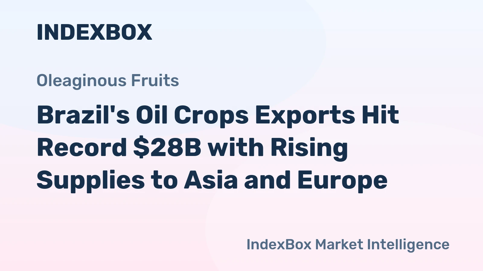 Brazil's Oil Crops Exports Hit Record $28B with Rising Supplies to Asia and Europe