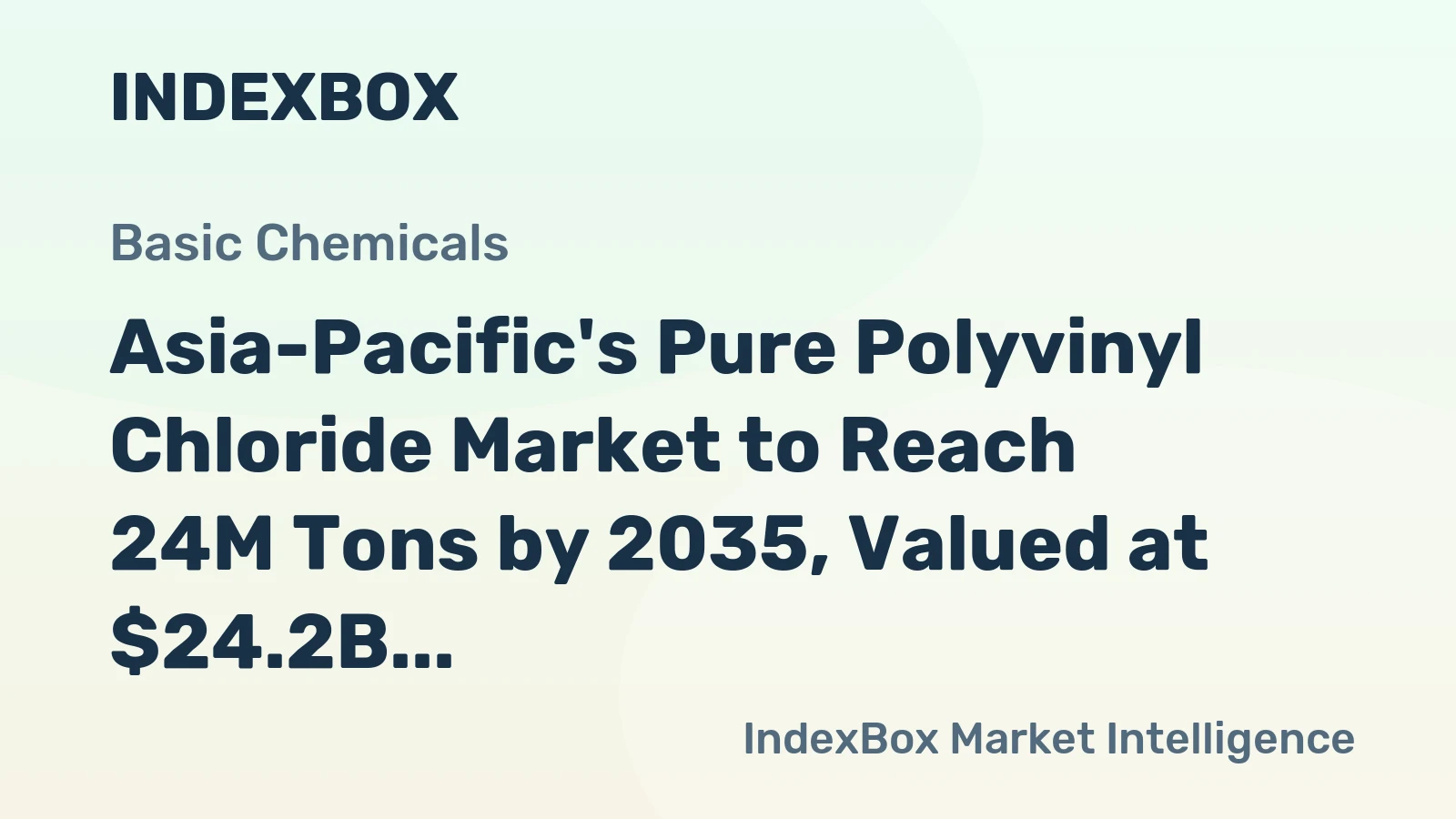 Asia-Pacific's Pure Polyvinyl Chloride Market to Reach 24M Tons by 2035, Valued at $24.2B