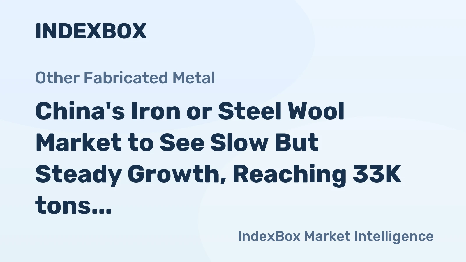 China's Iron or Steel Wool Market to See Slow But Steady Growth, Reaching 33K tons and $127M by 2035