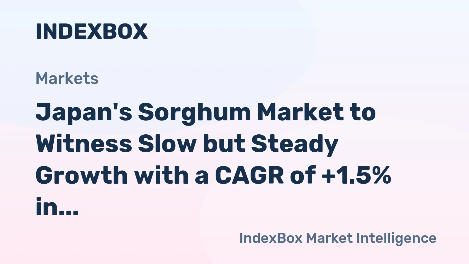 Japan's Sorghum Market to Witness Slow but Steady Growth with a CAGR of +1.5% in Volume and +3.0% in Value from 2024 to 2035