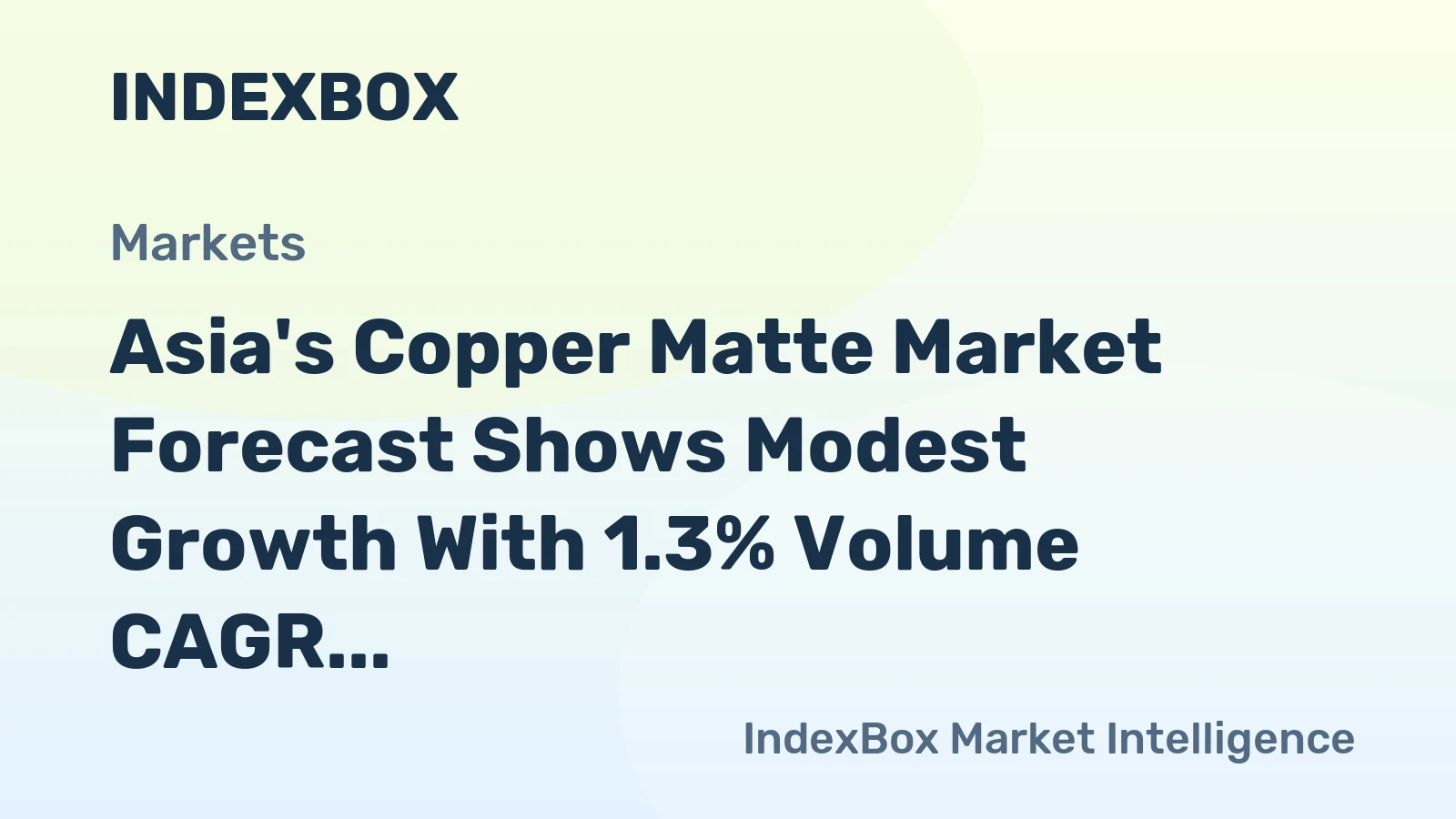 Asia's Copper Matte Market Forecast Shows Modest Growth With 1.3% Volume CAGR Through 2035