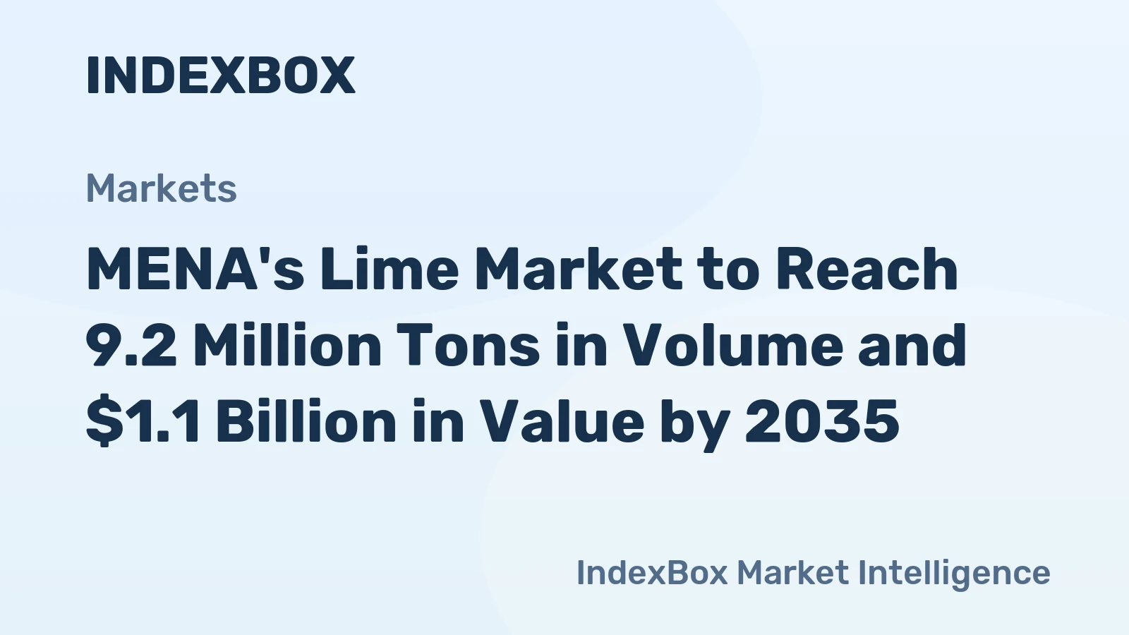 MENA's Lime Market to Reach 9.2 Million Tons in Volume and $1.1 Billion in Value by 2035