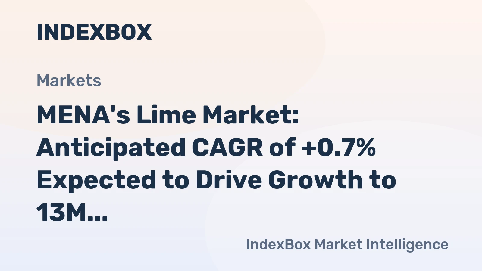 MENA's Lime Market: Anticipated CAGR of +0.7% Expected to Drive Growth to 13M Tons by 2035