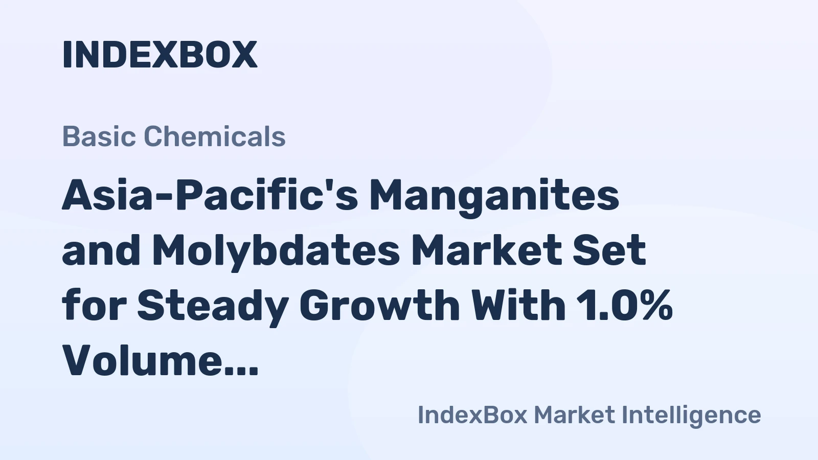Asia-Pacific's Manganites and Molybdates Market Set for Steady Growth With 1.0% Volume CAGR