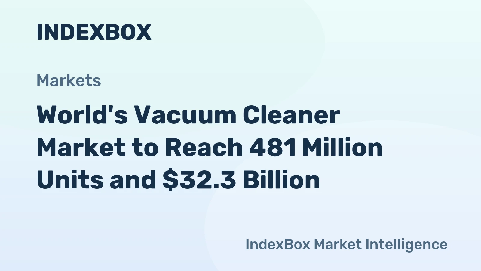 World's Vacuum Cleaner Market to Reach 481 Million Units and $32.3 Billion