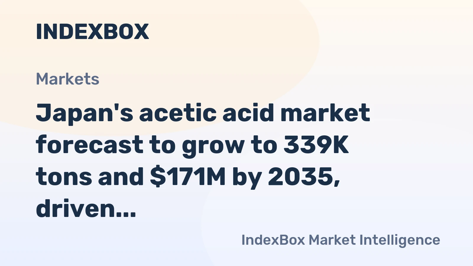 Japan's acetic acid market forecast to grow to 339K tons and $171M by 2035, driven by rising demand.