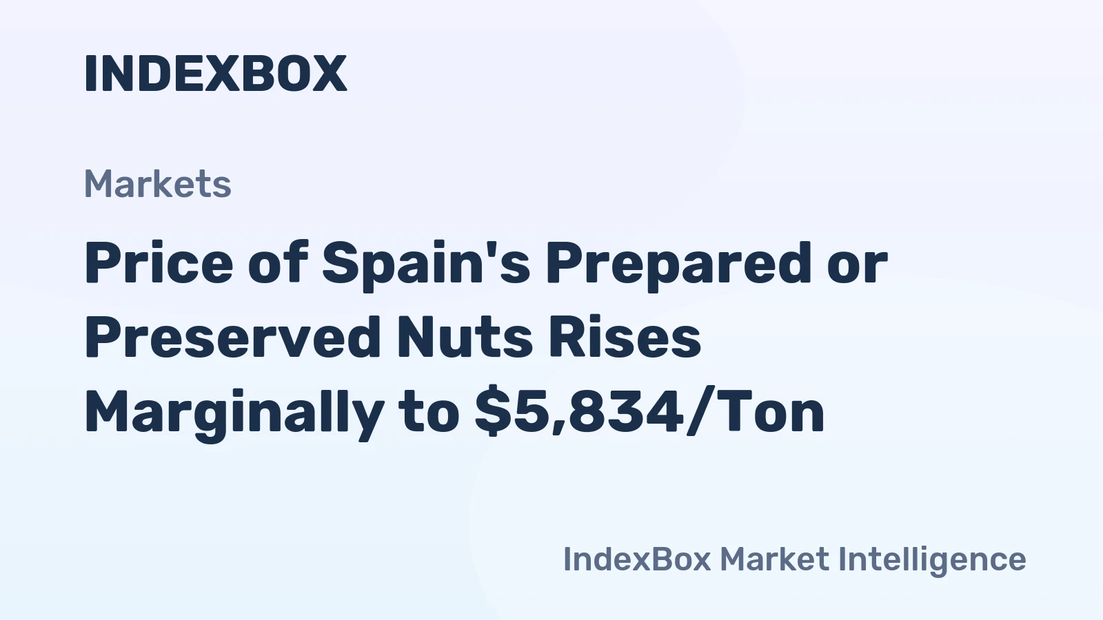 Price of Spain's Prepared or Preserved Nuts Rises Marginally to $5,834/Ton
