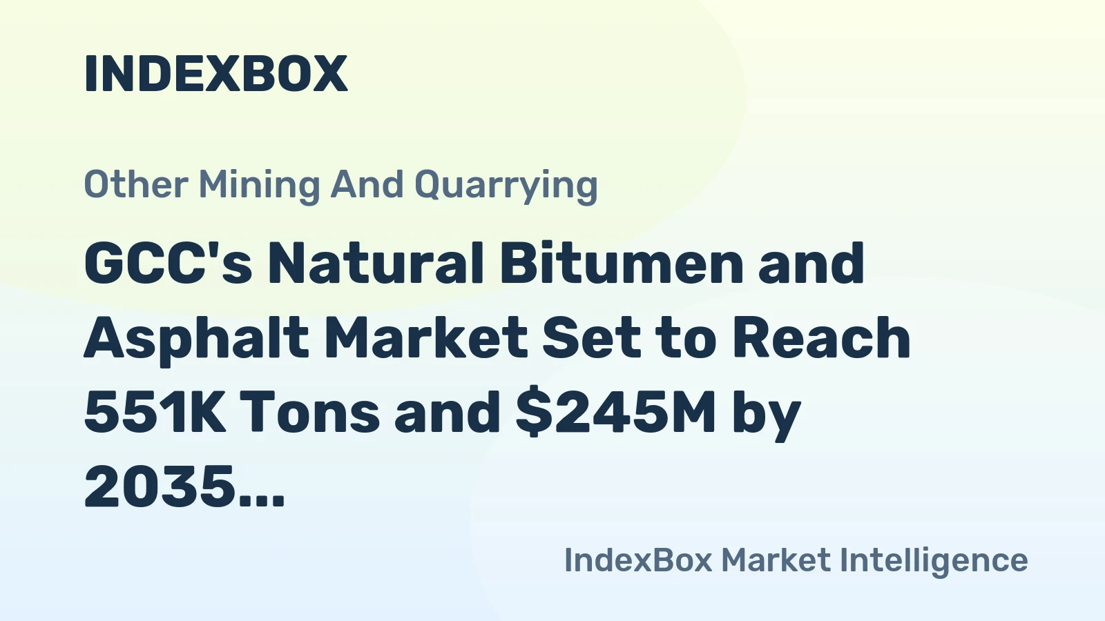 GCC's Natural Bitumen and Asphalt Market Set to Reach 551K Tons and $245M by 2035